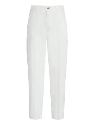 Brunello Cucinelli Cotton Gabardine Tailored Trousers - White