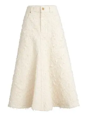 Brunello Cucinelli Denim Midi Skirt - White