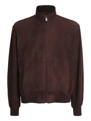 Ralph Lauren Purple Label Suede Track Jacket - Brown