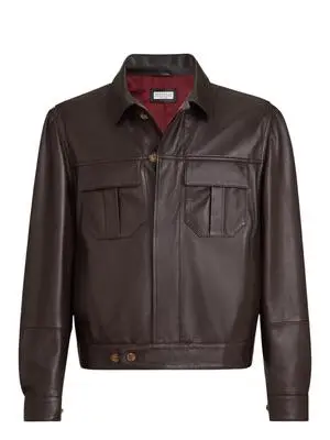 Brunello Cucinelli Nappa Leather Jacket - Brown