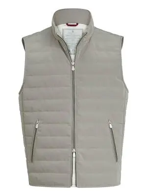 Brunello Cucinelli Bonded Nylon Down Gilet - Brown