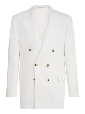 Brunello Cucinelli Délavé Silk And Linen Twill Blazer - White