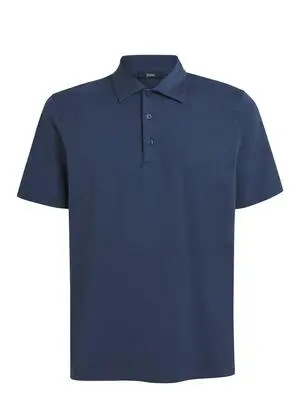 Herno Stretch-cotton Jersey Polo Shirt - Blue