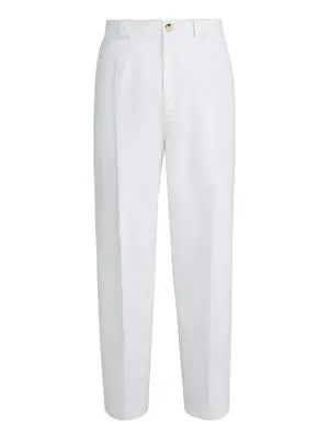 Brunello Cucinelli Cotton-linen Panama Trousers - White