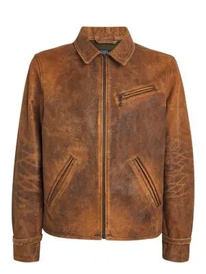Polo Ralph Lauren Leather Newsboy Jacket - Brown