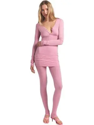 SKIMS Wool Rib Henley Mini Dress Halite