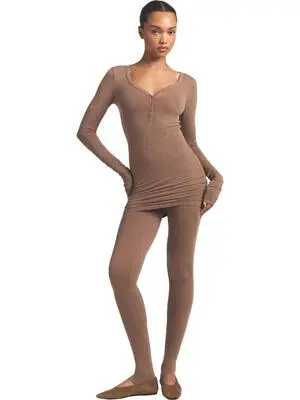 SKIMS Wool Rib Henley Mini Dress Sienna
