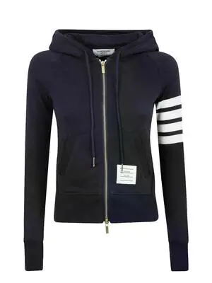 Thom Browne Drawstring Zip Hooded Sweatshirt - Blue
