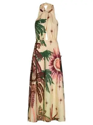 Johanna Ortiz Halterneck Printed Maxi Dress - Neutrals