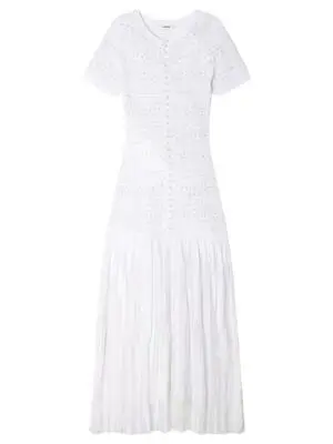 Sandro Textured Embellished Knitted Dress - White