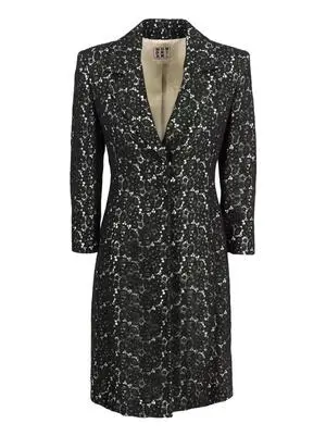 MONDRAIN Lace Floral Coat - Black