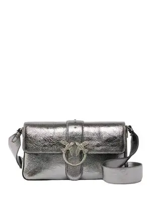 Pinko Bird-ring Leather Cross Body Bag - Grey