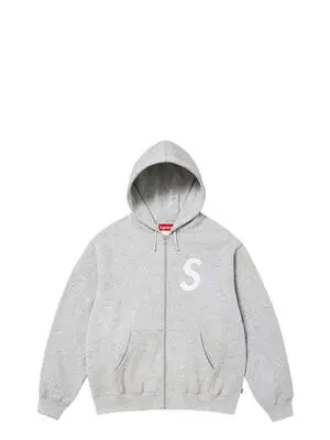 Supreme S Logo Zip-Up Hoodie Grey