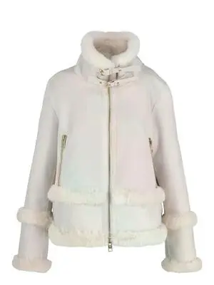 VIOLANTI Sheepskin Buckle Jacket - Neutrals
