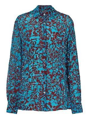 Dries Van Noten Printed Sequined Shirt - Blue