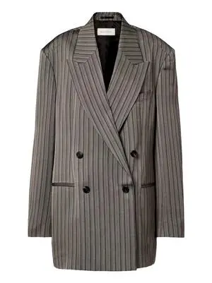 Dries Van Noten Striped Double-breasted Blazer - Grey