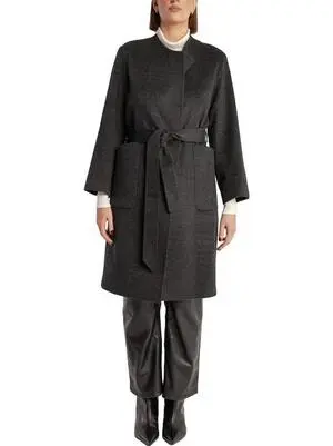 1982 Cashmere Belted Lapel Coat - Mid Grey