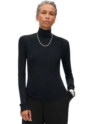 Another Tomorrow Ribbed Knitwear Turtleneck - Black
