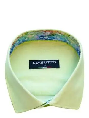 MASUTTO Lin Linen Button-up Shirt - Bright Neon Green