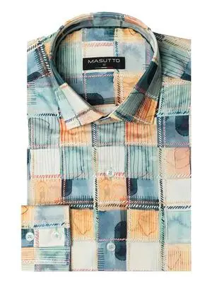 MASUTTO Giannis Print Button-up Long Sleeve Shirt
