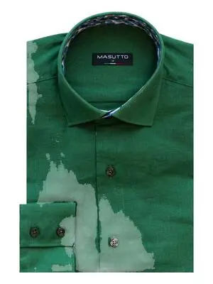MASUTTO Della Linen Button-up Shirt - Strong Green