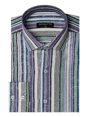 MASUTTO Adriano Jacquard Button-up Shirt - Purple
