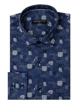 MASUTTO Mirisola Print Button-up Long Sleeve Shirt - Blue