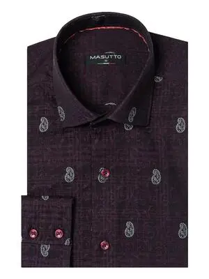 MASUTTO Sedona Jacquard Button-up Shirt - Burgundy
