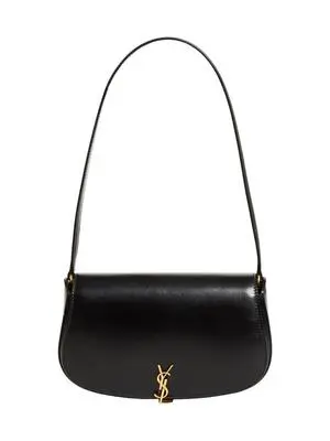 Saint Laurent Mini Cassandre Flap Leather Shoulder Bag - Noir