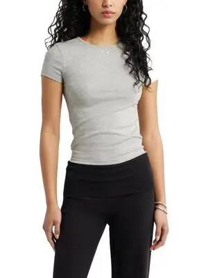 Bp. Stretch Cotton Blend Crewneck T-shirt - Grey Soft Heather