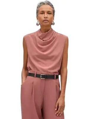 Another Tomorrow Silk Draped Top - Canyon