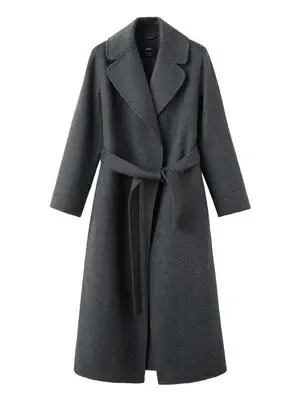 Mango Belted Wool-blend Coat - Grey