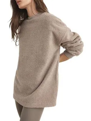 Mango High Pile Fleece Lounge Top - Medium Brown