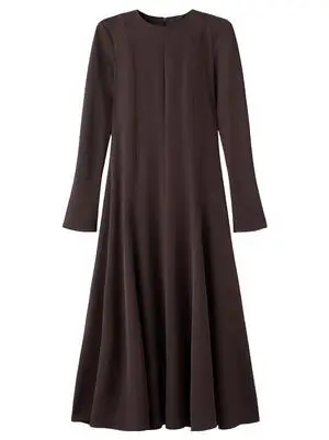 Mango Godet Long Sleeve Maxi Dress - Chocolate