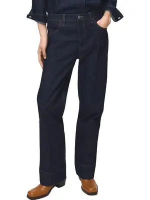 Mango Straight Leg Full Length Jeans - Dark Blue