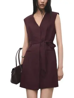 Mango Belted Mini Dress - Burgundy