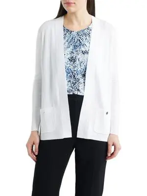 Anne Klein Open Front Cardigan - Crisp White