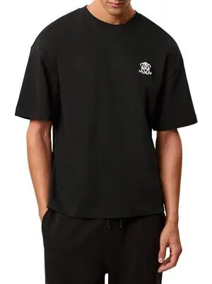 REISS Rainer Embroidered T-shirt Black