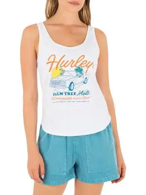 Hurley Palm Tree Graphic Tank Top - White