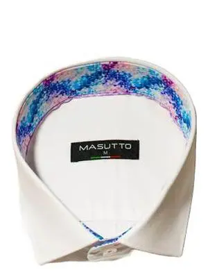 MASUTTO Monaco Solid Button-up Long Sleeve Shirt White