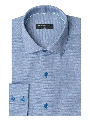 MASUTTO Zoul Knit Print Button-up Shirt - Blue