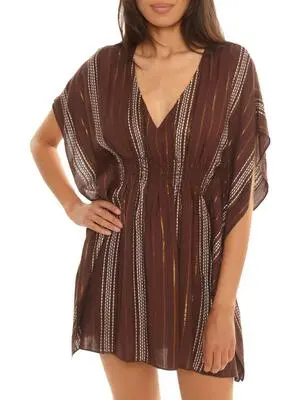 BECCA® By Rebecca Virtue Radiance Metallic Stripe Cover-up Tunic - Mocha
