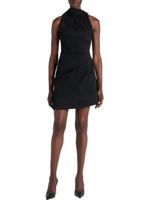 Alexander McQueen Asymmetric Denim Minidress - Black