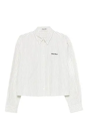 Miu Miu Striped Poplin Shirt - Cream