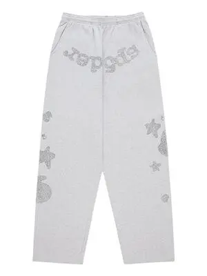 SP5DER Rhinestone Beluga V2 Wide Leg Sweatpants - Grey
