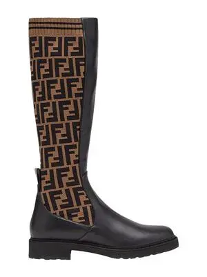 Fendi Ff Rockoko Leather Boot - Brown