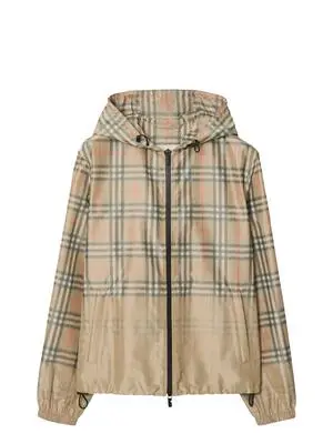 Burberry Check Zip Hoodie - Tan