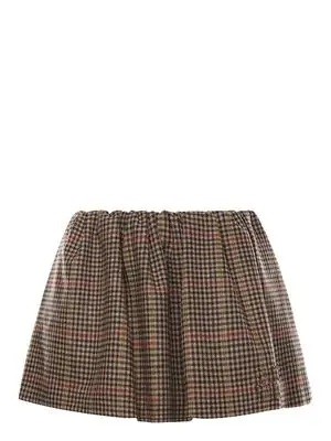 Miu Miu Houndstooth Mini Skirt - Brown
