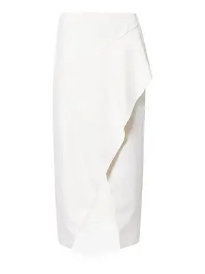 Khaite Jaia Tailored Wool Midi Skirt - Cream