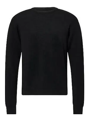 Rick Owens Round-neck Ribbed Wool Jumper - Black
